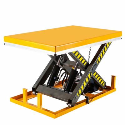China 1.3m Small Scissor Lift Table Hydraulic Lifting Platform For 2 Ton Cargo for sale