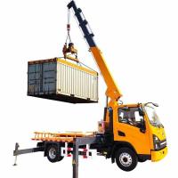 China Small 5 - 10 Ton Truck Mounted Lift Crane Hydraulic Straight Boom Cranes for sale