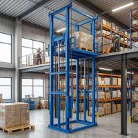 China Warehouse Double Guide Rail Cargo Lift 2000kg 9m Vertical Freight Elevator for sale