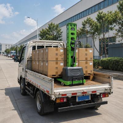 China 1000kg 1.6m Self Loading Electric Stacker Portable Pallet Lifter for sale
