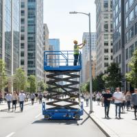 China Blue Electric Self Propelled Scissor Lift 320kg Capacity 13.8m Max Height for sale