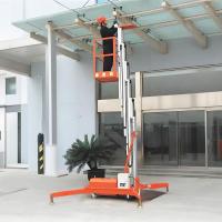 China Electric Aluminum Mast Lift 8m 10m 150kg Vertical Single Mast Aerial Work Platform for sale