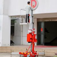 China Electric Aluminum Mast Lift 8m 10m 150kg Vertical Single Mast Aerial Work Platform for sale