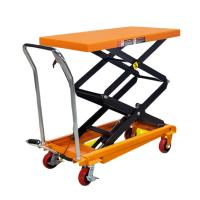 China Manual Hydraulic Scissor Trolley Lift Table 1.5m 350kg Load Capacity for sale
