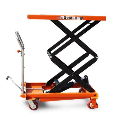 China Manual Hydraulic Scissor Trolley Lift Table 1.5m 350kg Load Capacity for sale