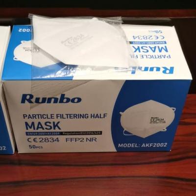 China Runbo Brand CE Certificate Antiviral FFP2 Dust Mask Disposable Customized Size for sale
