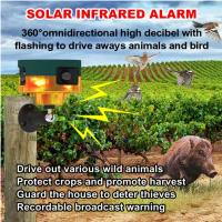 China Solar-powered Rechargeable Dog Bark Deterrent Ultrasonic Animal Repellent Flashlight for sale