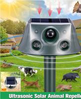 China Running Deer Ultrasonic Solar Animal Repeller For Yard 6 Modes Repellent With Motion Sensor & Flashing Light for sale