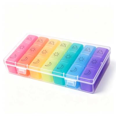 China 7-Day Rainbow Pill Organizer BPA-Free Medical PP Travel Case for sale