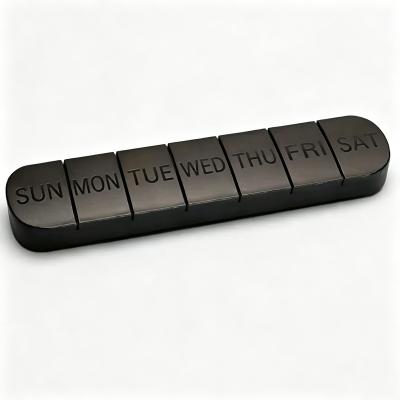 China 7-Slot Weekly Pill Organizer Matte Black Medical Gift Case for sale