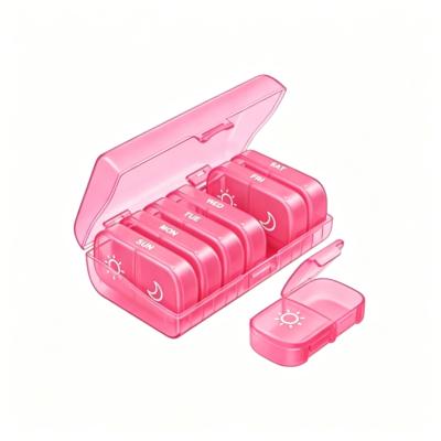 China 14-Slot Weekly Pill Case Matte Black Medical Promo Gift Case for sale