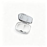 China 2-Compartment Metal Pill Box Stainless Steel Pocket Case for sale