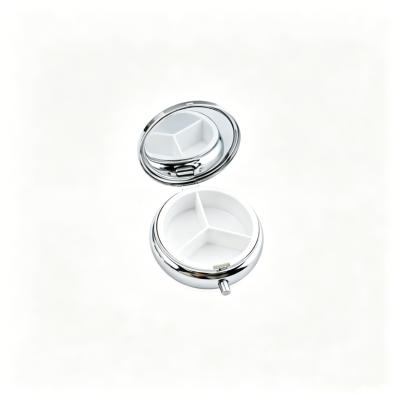 China 3-Compartment Metal Pill Box Stainless Steel Pocket Case for sale