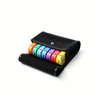 China Weekly Pill Organizer, 7 Color Daily Compartments, Portable Leather Case for Travel Office Medication Storage for sale