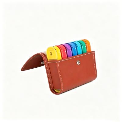 China Weekly Pill Organizer, 7 Color Daily Compartments, Portable Leather Case for Travel Office Medication Storage for sale