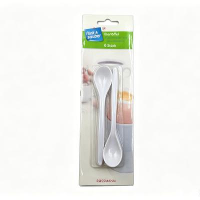 China Quick Clean White Plastic Egg Spoons Odorless Tasteless For Breakfast Eggs Desserts for sale