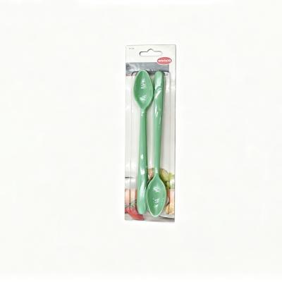 China Long Handle Plastic Dessert Spoons 2 Pack Glossy Food Grade Spoons For Yogurt Ice Cream Coffee for sale
