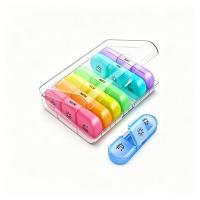 China BPA-Free 21-Slot Weekly Pill Box Matte Black Protective Case for sale