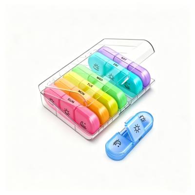 China BPA-Free 21-Slot Weekly Pill Box Matte Black Protective Case for sale