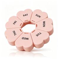 China Round Weekly Pill Organizer 7-Color Heart-Shaped Medicine Box for Travel for sale