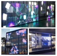 China Film Type Outdoor LED Mesh Display Self Adhesive Transparent LED Mesh P6.5mm for sale