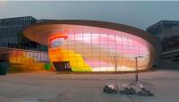China P4/8 Led Transparent Film Screen Outdoor Front Service Creative Design Easy Installation for sale