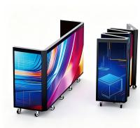 China Seamless 90-Degree Corner 6-Folding LED DJ Booth Display Counter with P2.6 P2.9 P3.91 Pixel Pitch for sale