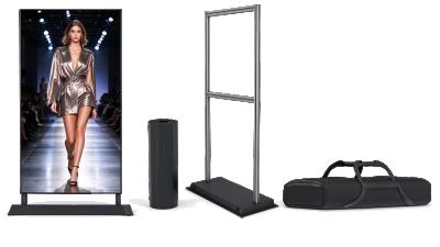 China Ultra Slim Lightweight Rolling LED Poster Screen 13.45mm 20kg P1.25mm 3840Hz Fine Pixel for sale