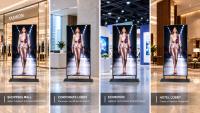 China Ultra Slim Lightweight Rolling LED Poster Screen 13.45mm 20kg P1.25mm 3840Hz Fine Pixel for sale