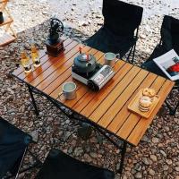China Portable Woodgrain Light Weight Folding Table Eggroll For Camping for sale