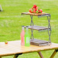 China Portable Desktop Folding Collapsible Outdoor Shelf For Camping Multilayer Racks for sale