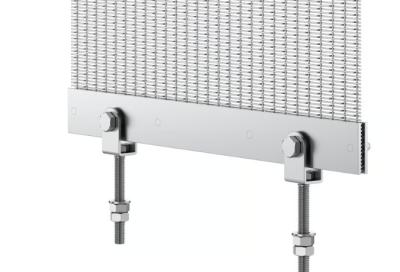 China Fusiomesh flat flat with clevis For cable mesh. With the Fusiomesh system that employs clevis, the metal mesh is embedded in an epoxy matrix and clamped between 2 flat profiles using additional locki for sale