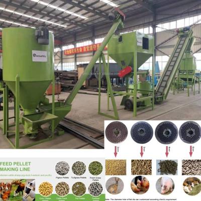 China 1-30 Ton/Hour Livestock Feed Pellet Production Line with 380V Power and 2.5-12mm Pellet Size for sale