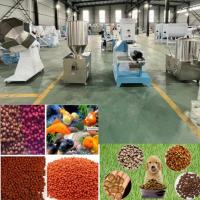 China Pet Food Extruder Machine 40-2000 kg/h Floating Fish Feed Production Line with Custom Molds and Frequency Control for sale