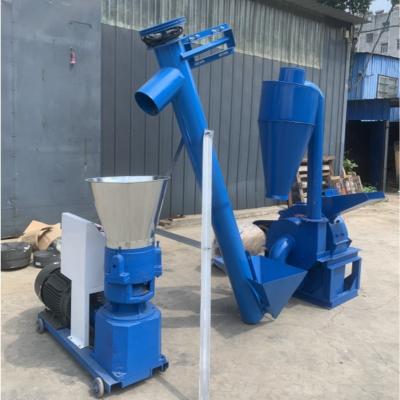 China 300kg/h Wood Pellet Mill with Crusher Conveyor 380V 6-12mm Biomass Pellet Machine for sale