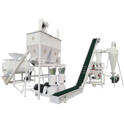 China Biomass Wood Pellet Production Line 0.5-10t/h 6-12mm Pellet Diameter Ring Die Pellet Mill for sale