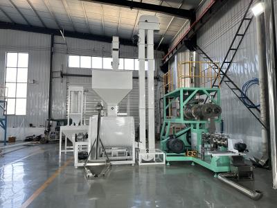 China 500-1000 kg/h Floating Fish Feed Production Line Wet-Type Twin-Screw Extrusion Line for sale