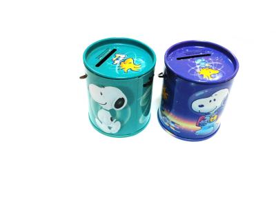 China Tinplate Tin Coin Box / Cylindroid Metal Tin Container For Money Saving for sale