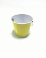 China Cylindroid Metal Tin Bucket , Round Yellow Small Metal Water Pail for sale