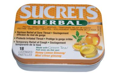 China SUCRETS Candy Tin Container , Small Mints Box With Embossing On Lid for sale