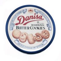 China Embossed Butter Tin Cookie Containers Round Dia 198mm x 70mm for sale