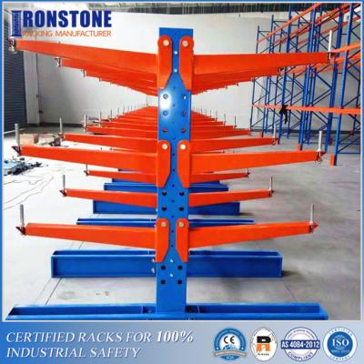 China Cantilever Metal Rack System with 30ft Height Capacity and 8ft Arm Lengths for Odd-Shaped Cargo Storage for sale