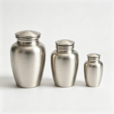 China Factory Custom Spun Aluminum Urn Set, Brushed Silver Multi-size Memorial Aluminum Urn, CNC Aluminum Spinning Manufacturer for sale