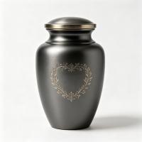 China Factory Custom Engraved Spun Aluminum Urn, Matte Dark Grey Memorial Aluminum Urn, CNC One-Piece Spinning Forming, Custom Laser Engraved Aluminum Memorial Vessel From Drawings for sale