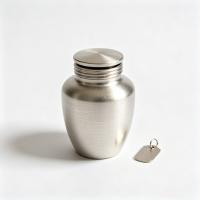 China Factory Mini Spun Aluminum Memorial Urn, Brushed Aluminum Alloy Portable Memorial Vessel, CNC One-Piece Spinning Forming, Custom From Drawings With Engravable Metal Tag for sale