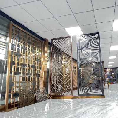 China Titanium Golde Brushed Dining Room Screen Wall Stainless Steel Art Panels 1250mm for sale
