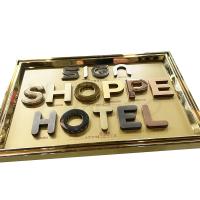 China Laser Cutting 201 304 316 Grade Stainless Steel Hotel Signage Metal Fabrication for sale