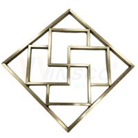 China Customized Titanium Gold Stainless Steel Metal Fabrication Geometric Abstract Wall Sculpture Art for sale