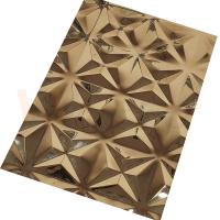 China Ornamental 5x10 Titanium Gold Mirror Embossed Finished Stainless Steel Sheet for sale