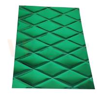 China 1mm Jade Green PVD Small Diamond Embossed Stainless Steel Sheet for Decorative Wall Panels for sale